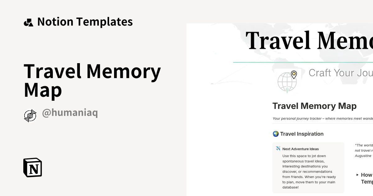 Travel Memory Map Template | Notion Marketplace