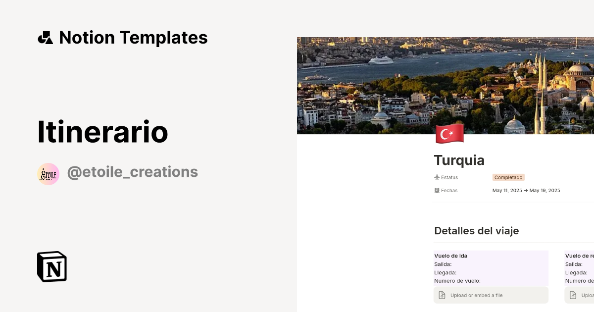 Itinerario Template by Star creations | Notion Marketplace