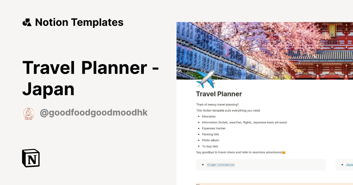 Travel Planner - Japan Template by candice chan | Notion Marketplace