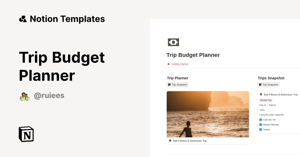Trip Budget Planner Template by Ruiees Lifestyle Creator | Notion ...