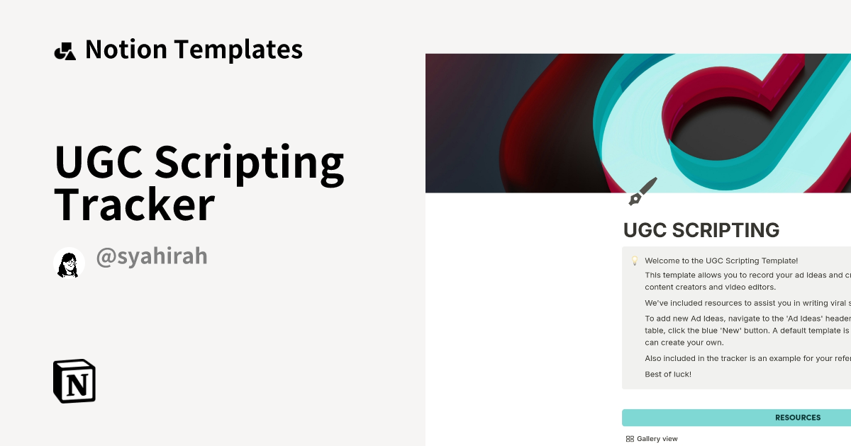 UGC Scripting Tracker Template | Notion Marketplace