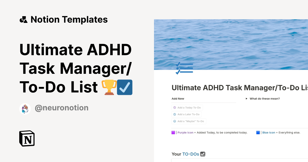 Ultimate ADHD Task Manager/To-Do List 🏆☑️ Template | Notion Marketplace