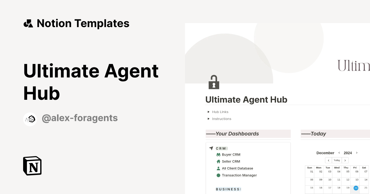 Ultimate Agent Hub Template by Alex & Pumpkin | Notion Marketplace