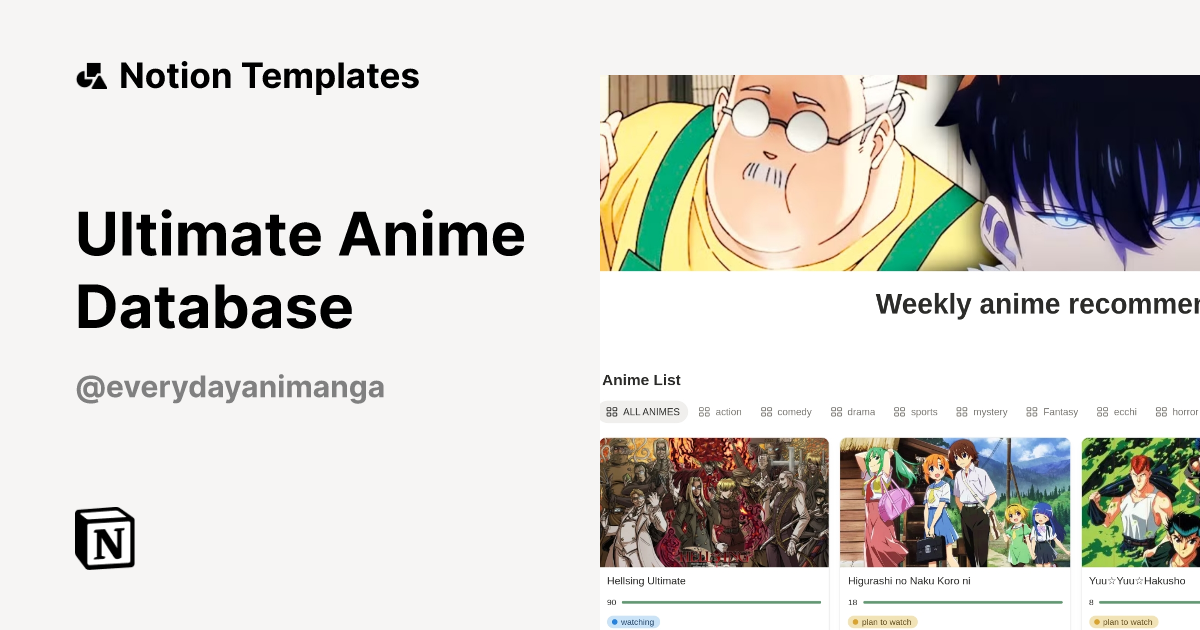 Ultimate Anime Database Template | Notion Marketplace