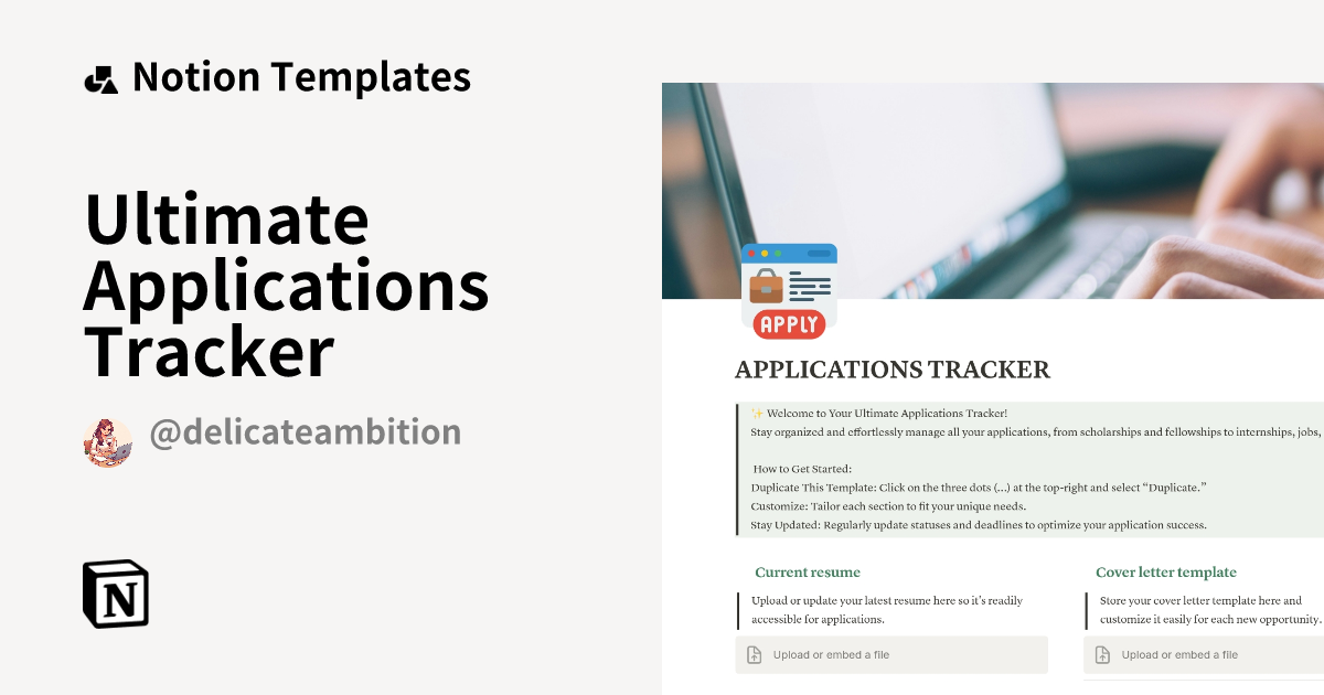 Ultimate Applications Tracker Template | Notion Marketplace