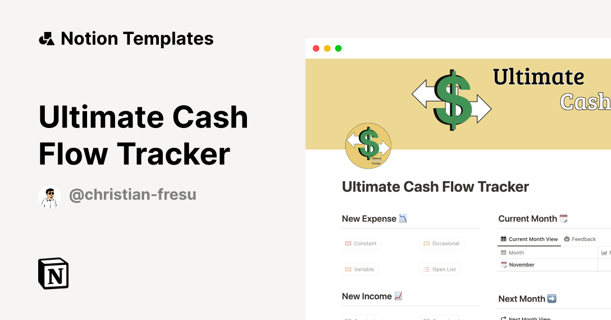 Ultimate Cash Flow Tracker Template by Christian Fresu (Christian's ...