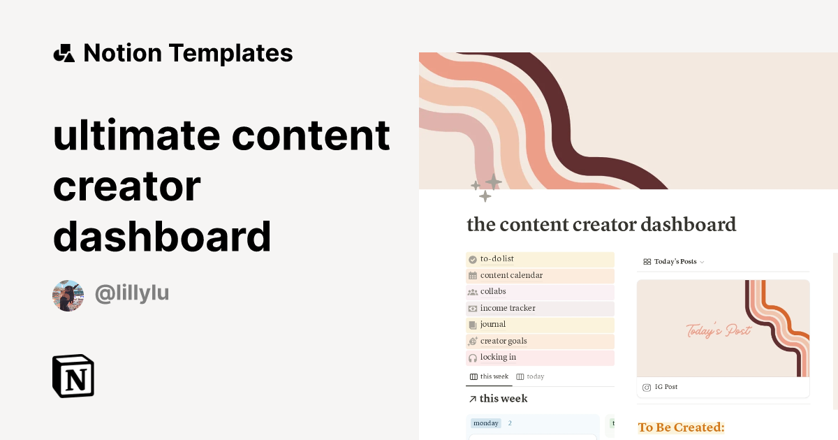 ultimate content creator dashboard Template | Notion Marketplace