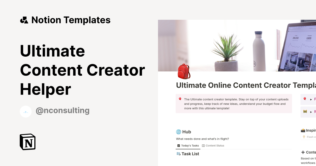 Ultimate Content Creator Helper Template by NConsulting | Notion ...