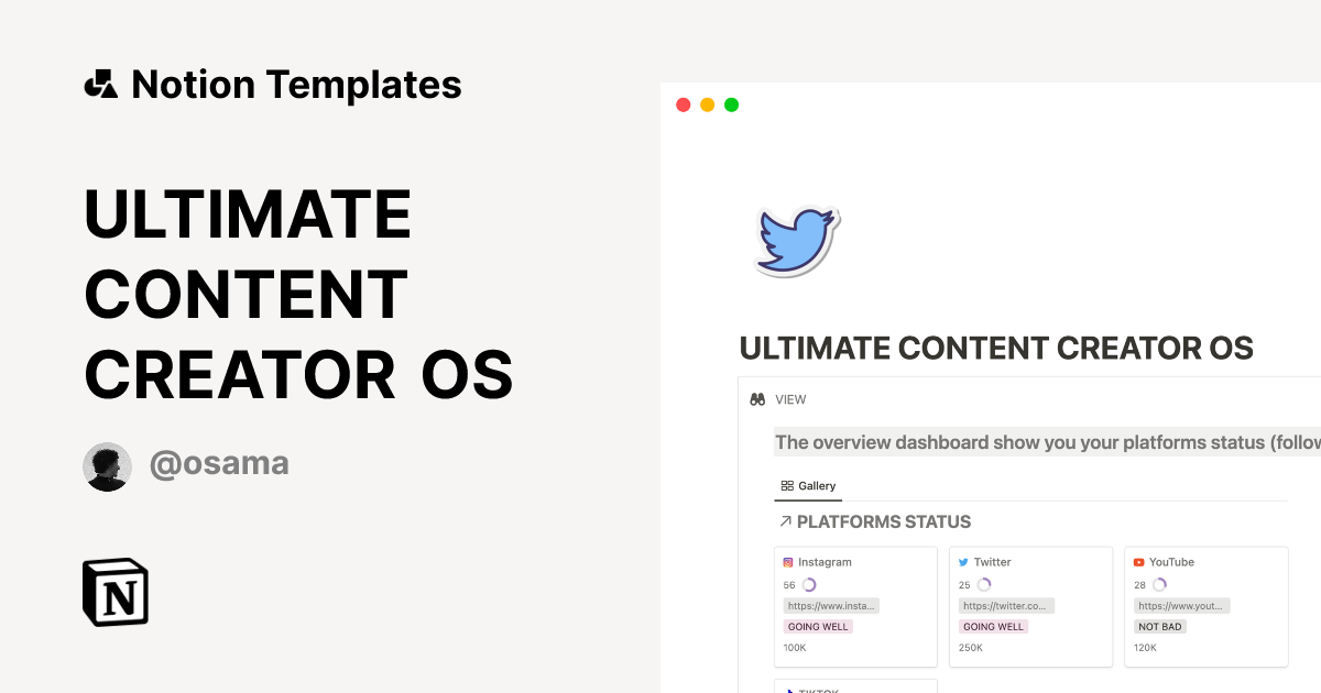ULTIMATE CONTENT CREATOR OS Template | Notion Marketplace