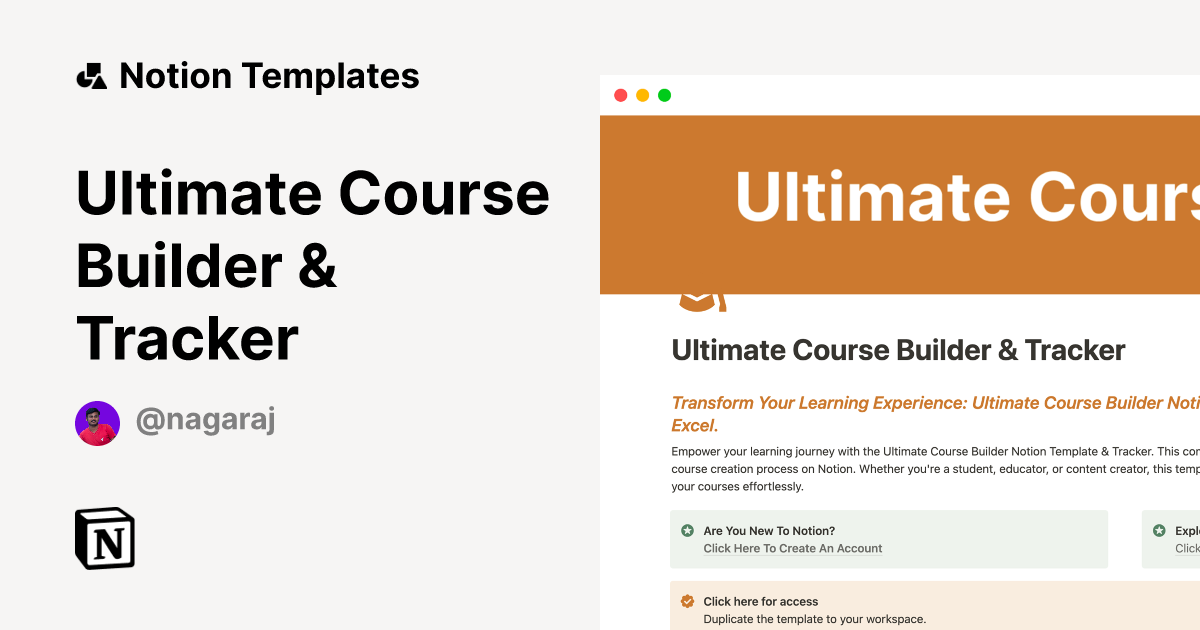 Ultimate Course Builder & Tracker Template by Nagaraj | Notion Marketplace