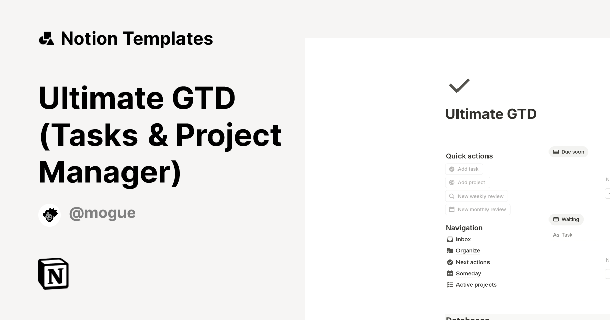 Ultimate GTD (Tasks & Project Manager) Template | Notion Marketplace