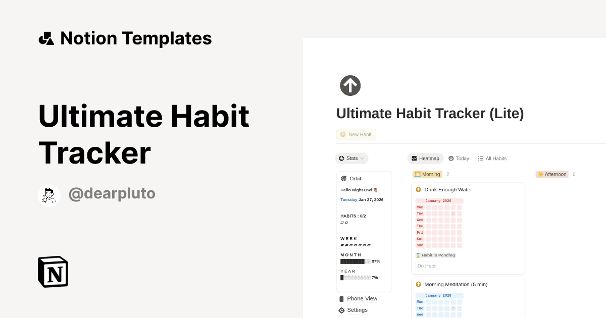 GitHub Heatmap Habit Tracker Template | Notion Marketplace