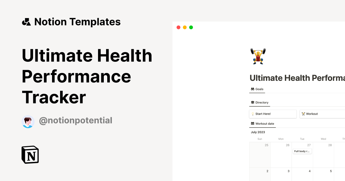 Ultimate Health Performance Tracker Template | Notion Marketplace