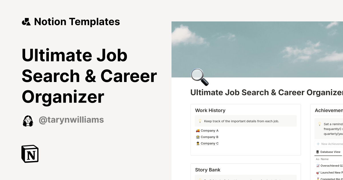 Ultimate Job Search & Career Organizer Template | Notion Marketplace