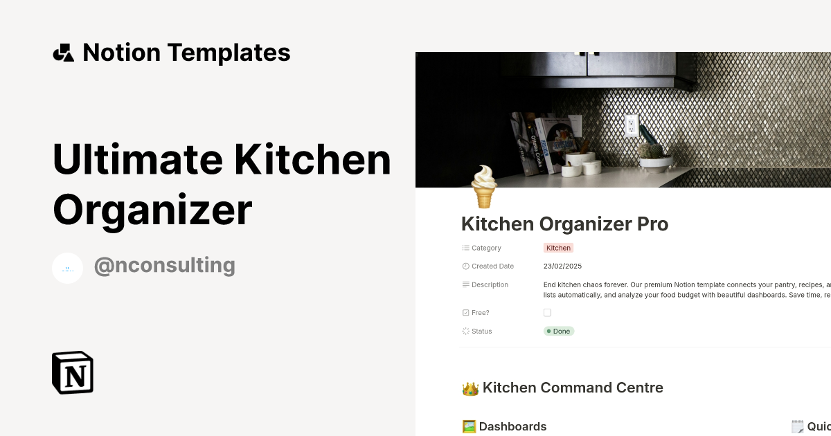 Ultimate Kitchen Organizer Template | Notion Marketplace