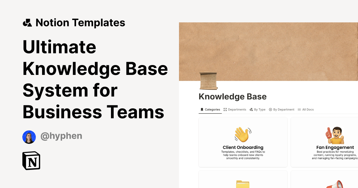Ultimate Knowledge Base System for Business Teams Template | Notion ...