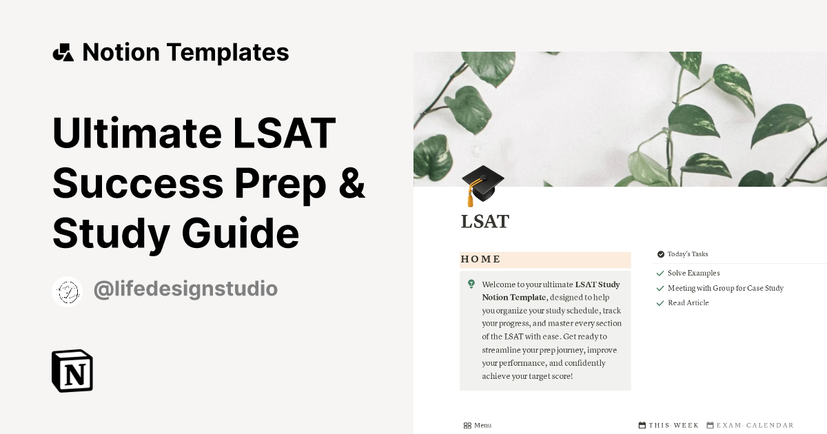 Ultimate LSAT Success Prep & Study Guide Template | Notion Marketplace