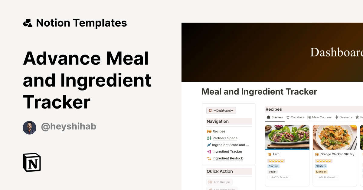 Advance Meal and Ingredient Tracker Template by Shihab | Notion Marketplace