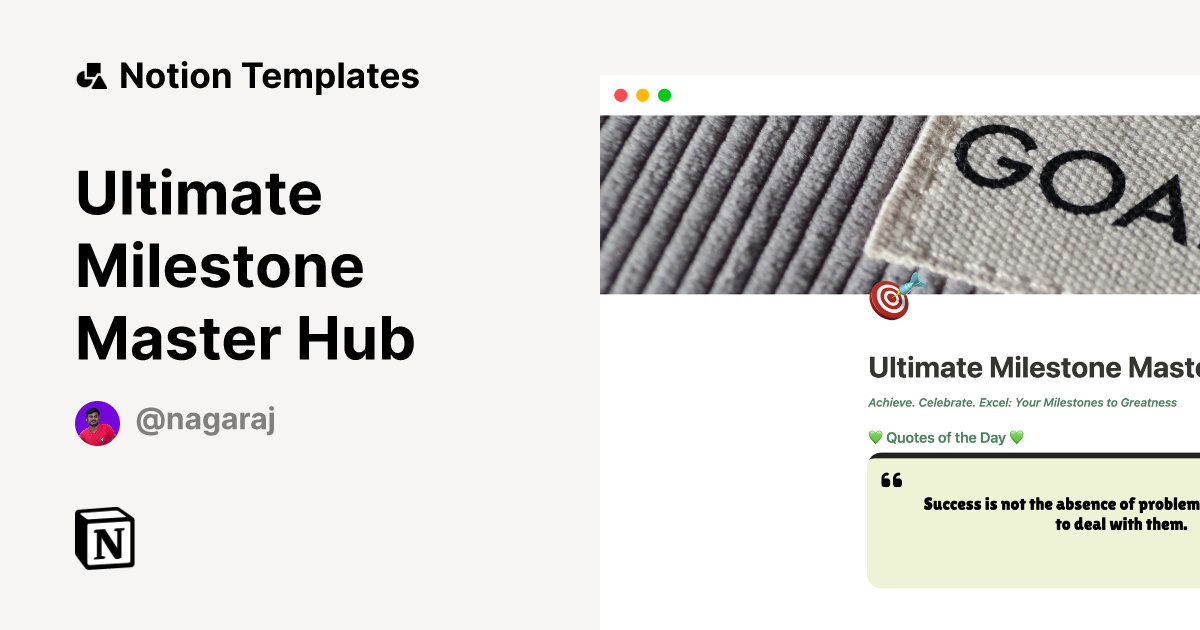 Ultimate Milestone Master Hub Template by Nagaraj | Notion Marketplace