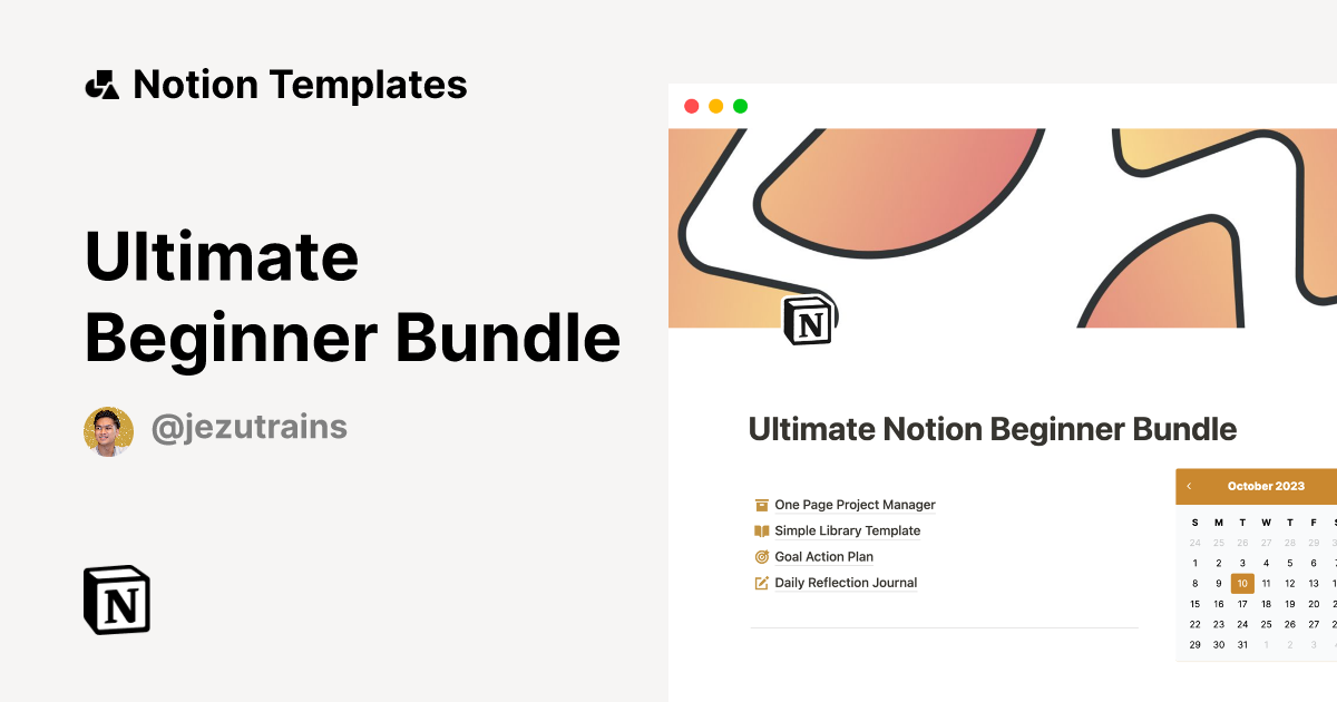 Ultimate Beginner Bundle Template by Jezu | Notion Marketplace