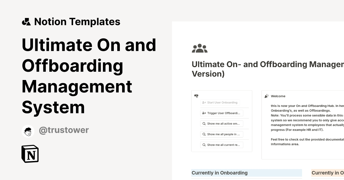Ultimate On and Offboarding Management System Template by Trustower ...