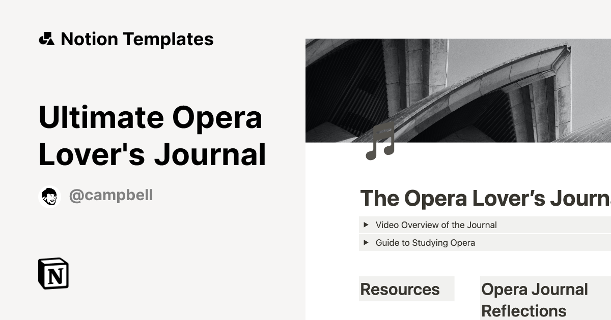 Ultimate Opera Lover's Journal Template | Notion Marketplace