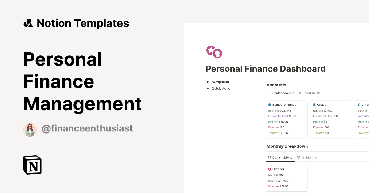Personal Finance Management Template by The Finance Enthusiast | Notion ...