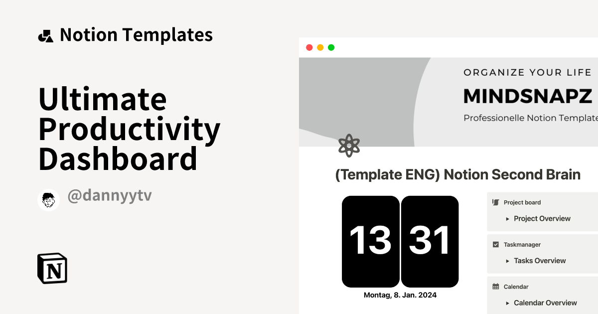 Ultimate Productivity Dashboard Template by DannyyTv von MindSnapz.de ...