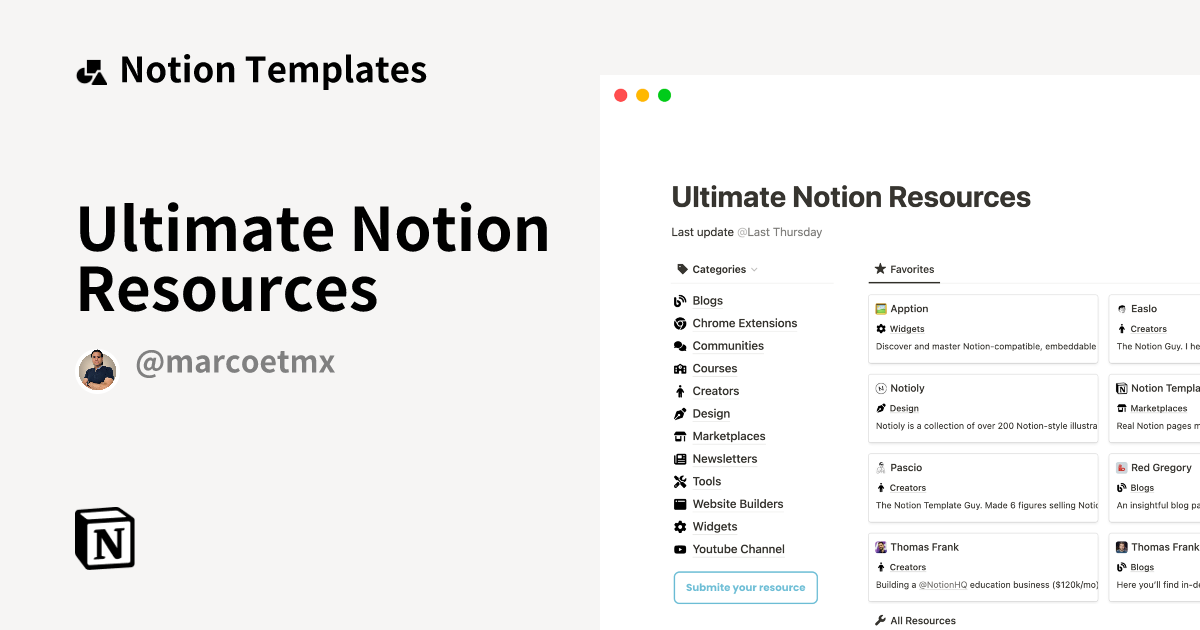 Ultimate Notion Resources Template | Notion Marketplace