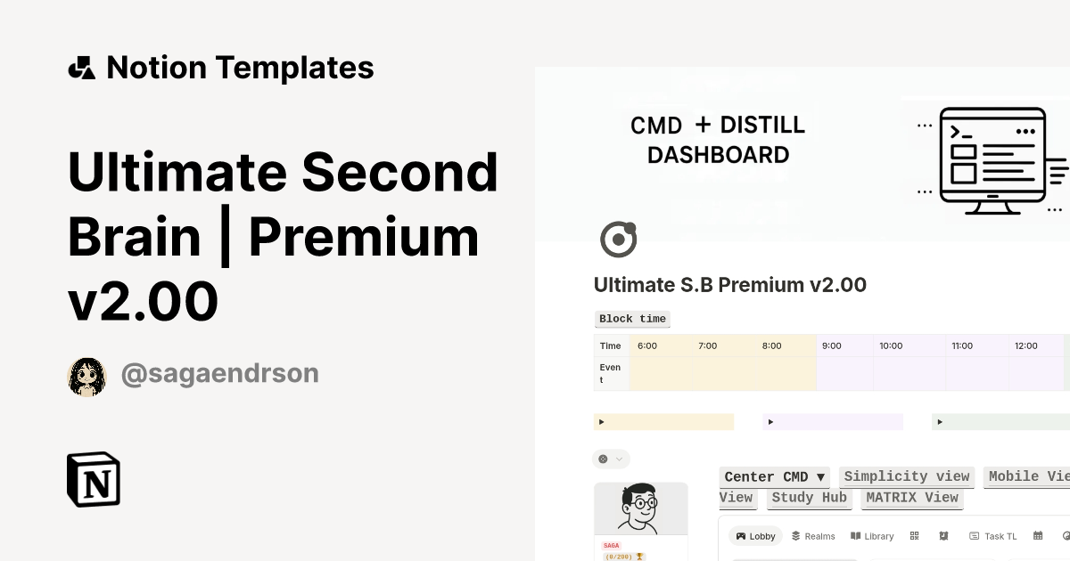 Ultimate Second Brain | Premium v2.00 Template by Saga | Notion Marketplace