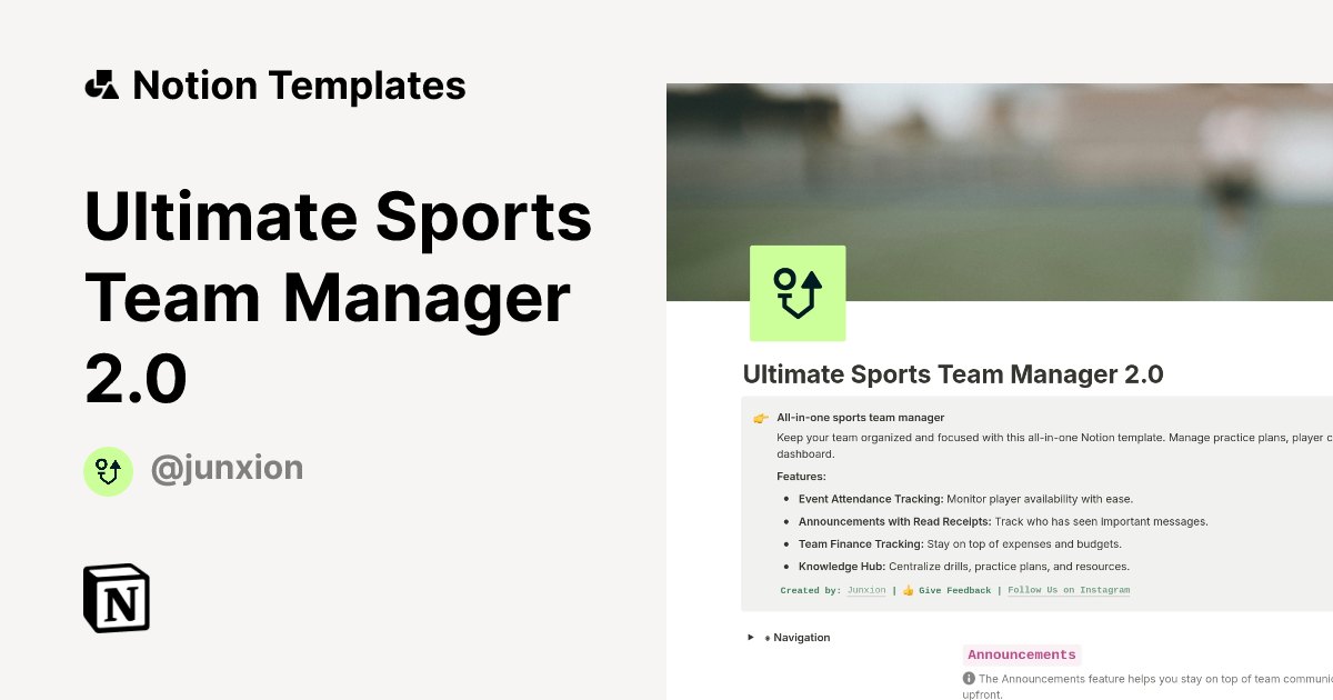 Ultimate Sports Team Manager 2.0 Template | Notion Marketplace