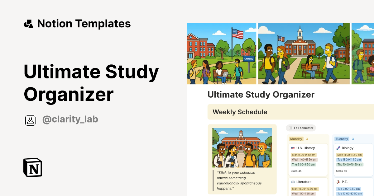 Ultimate Study Organizer Template by Clarity Lab | Notion Marketplace