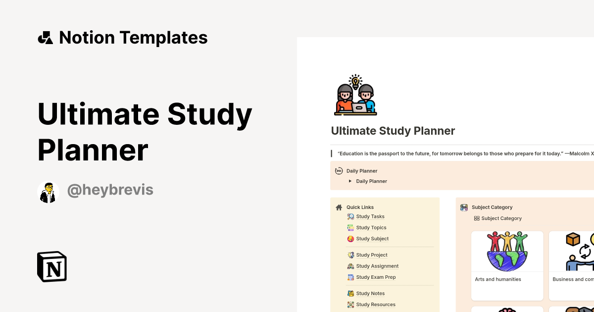 Ultimate Study Planner Template by heybrevis | Notion Marketplace
