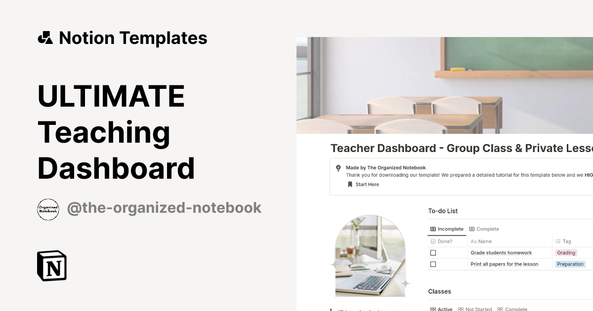 ULTIMATE Teaching Dashboard Template by The Organized Notebook | Notion ...