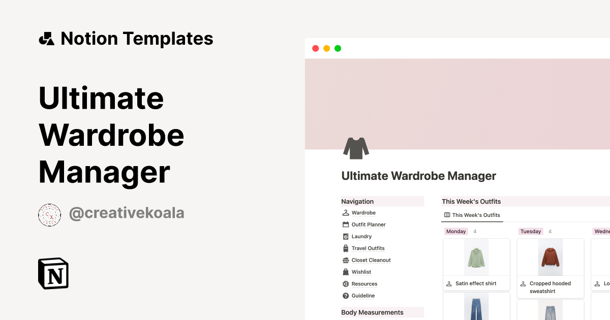 Ultimate Wardrobe Manager Template | Notion Marketplace