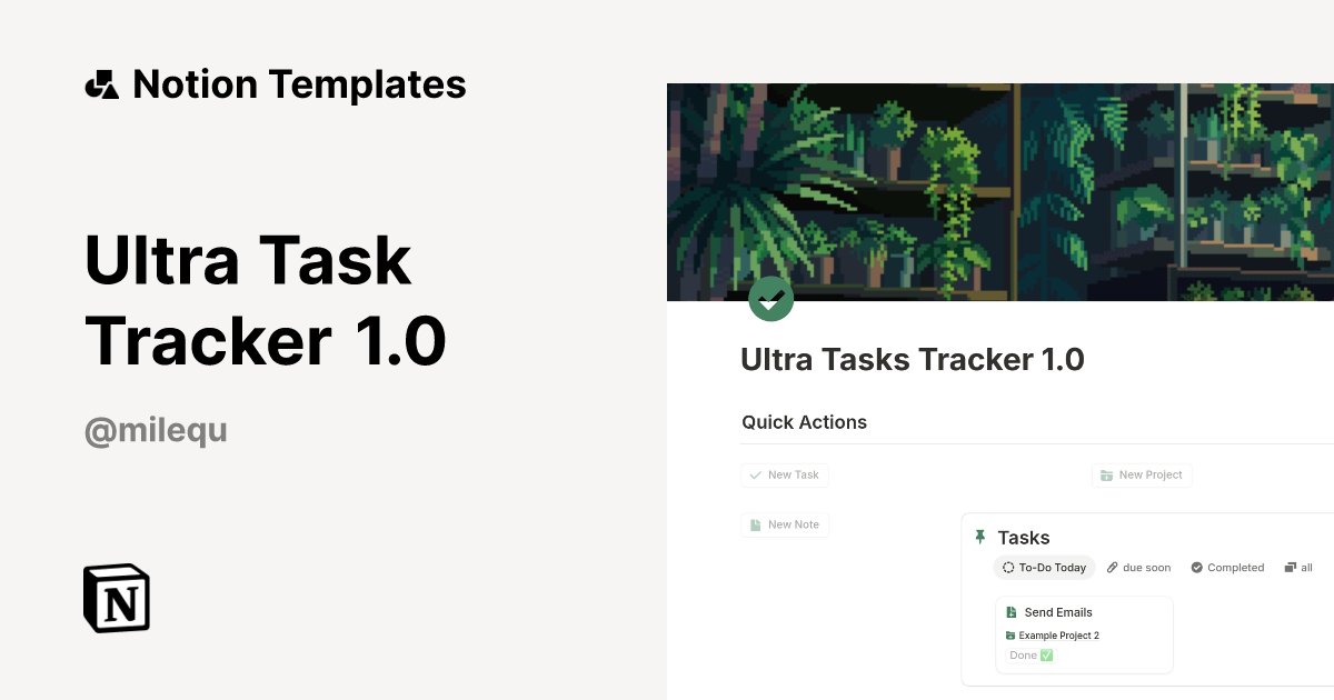 Ultra Task Tracker 1.0 Template by Milequ | Notion Marketplace