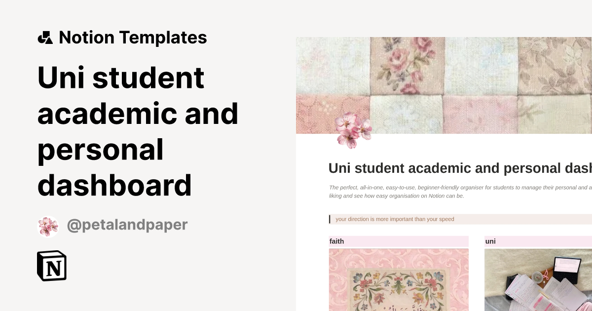 Uni student academic and personal dashboard Template | Notion Marketplace