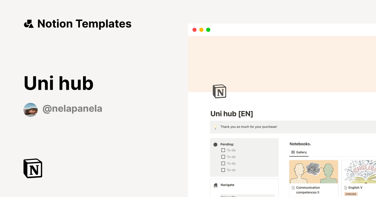 Uni hub Template by Nela | Notion Marketplace