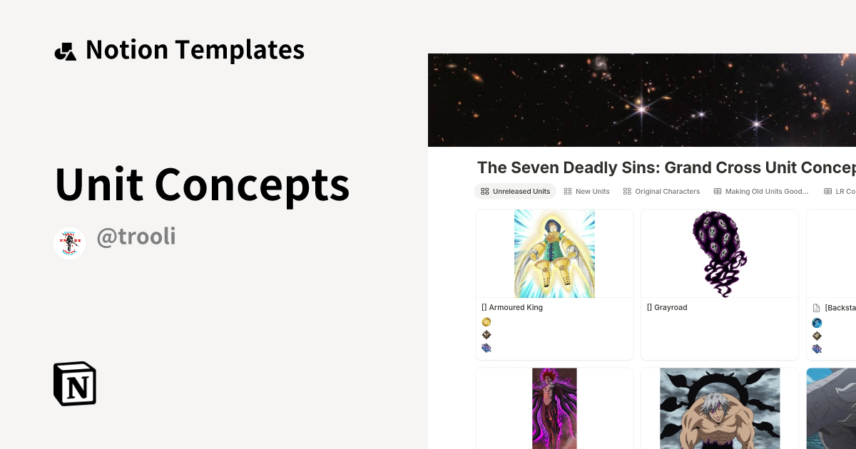 Unit Concepts Template by Trooli@nttemplates | Notion Marketplace