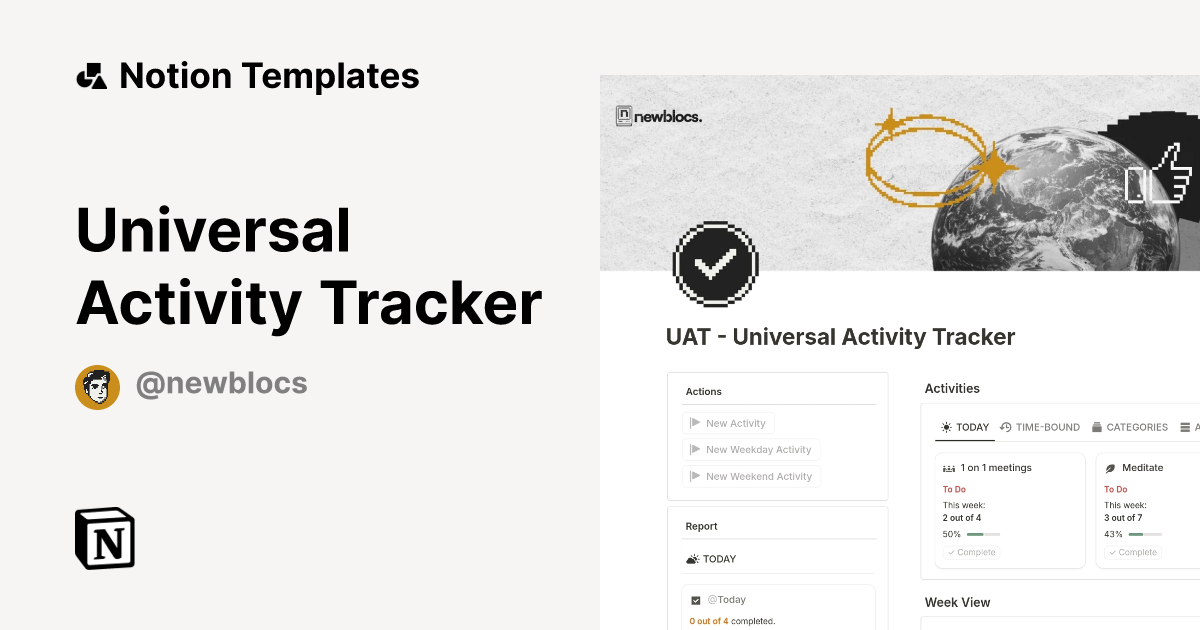 Universal Activity Tracker Template by Newblocs by Ian | Notion Marketplace