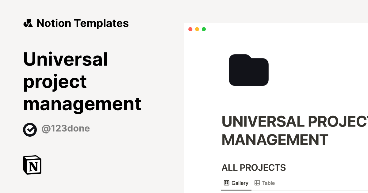 Universal project management Template by 123done | Notion Marketplace