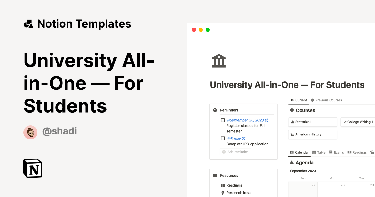 University All-in-One — For Students Template by Shadi | Notion Marketplace