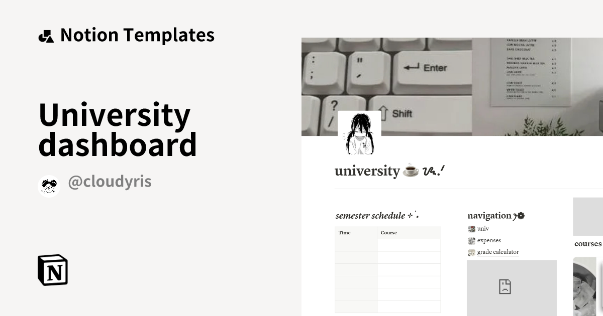 University dashboard Template by ris | Notion Marketplace