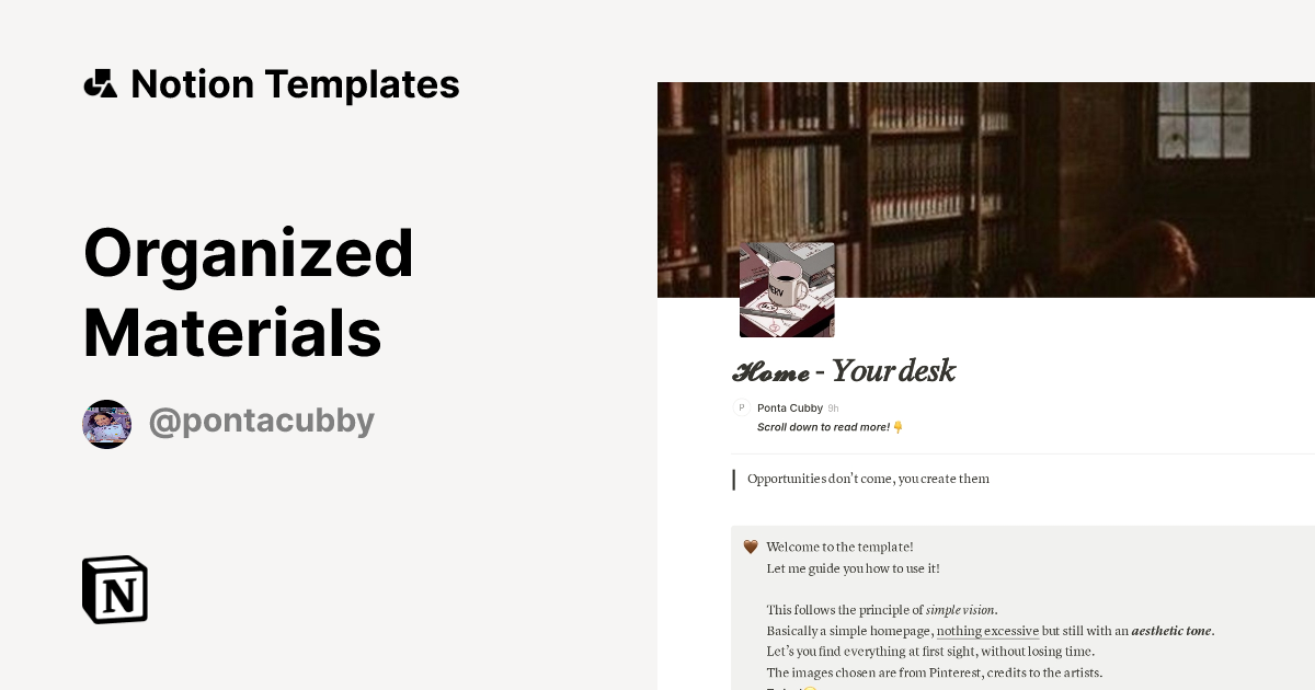 Organized Materials Template | Notion Marketplace