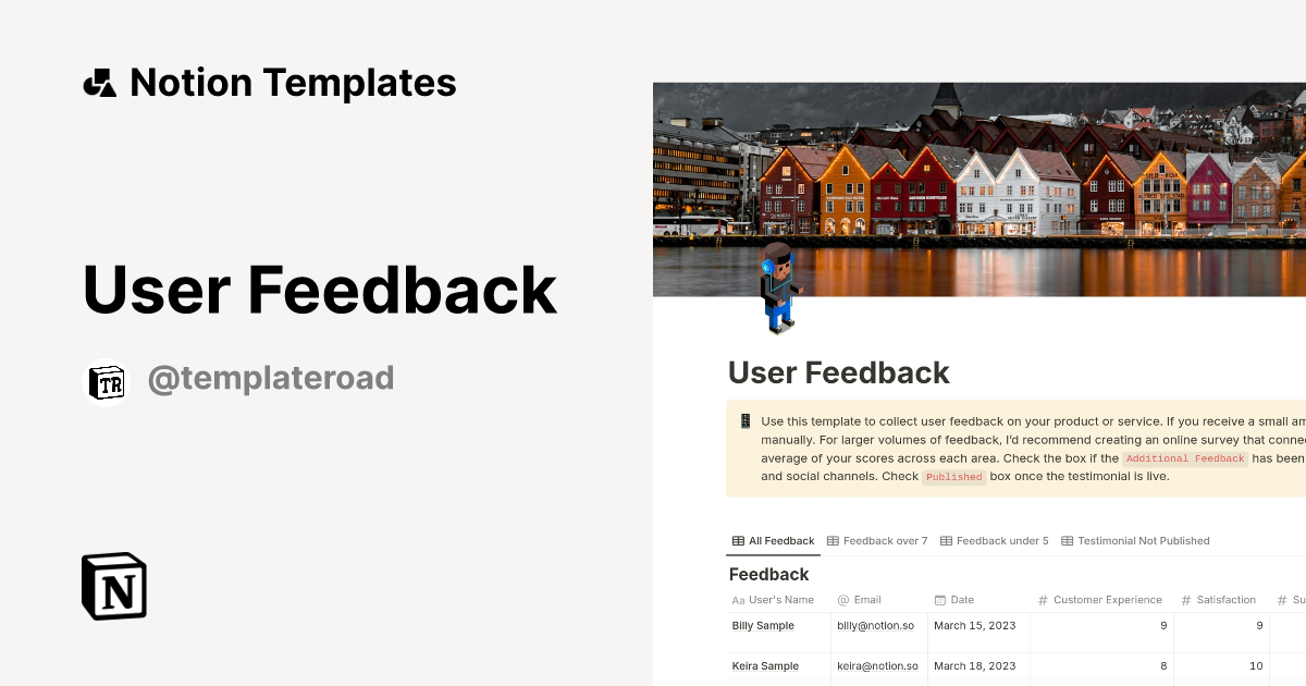 User Feedback Template Notion Marketplace