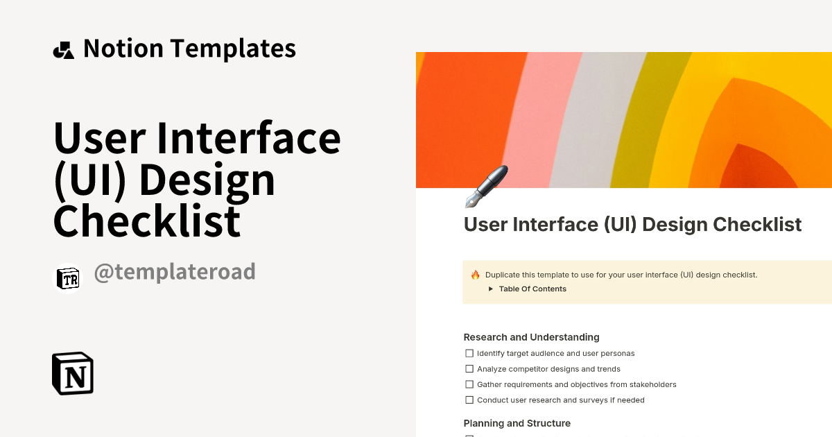 User Interface (UI) Design Checklist Template | Notion Marketplace