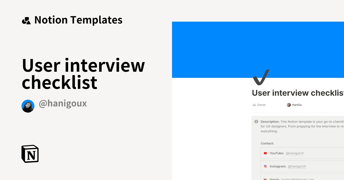 User interview checklist Template | Notion Marketplace