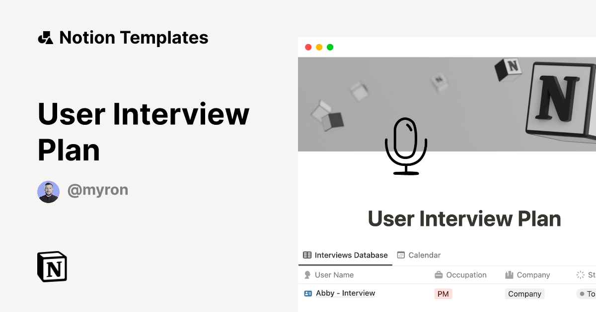 User Interview Plan Template | Notion Marketplace