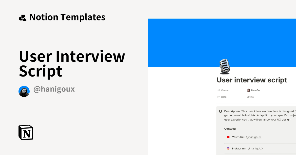 User Interview Script Template | Notion Marketplace