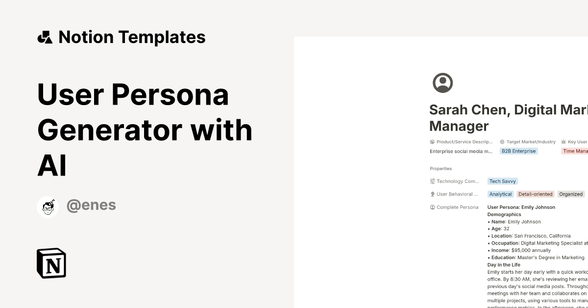 User Persona Generator with AI Template | Notion Marketplace